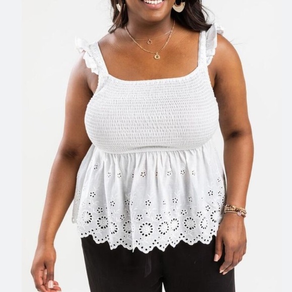 Francesca's Collections | Tops | Francescas Smocked Eyelet Tank | Poshmark